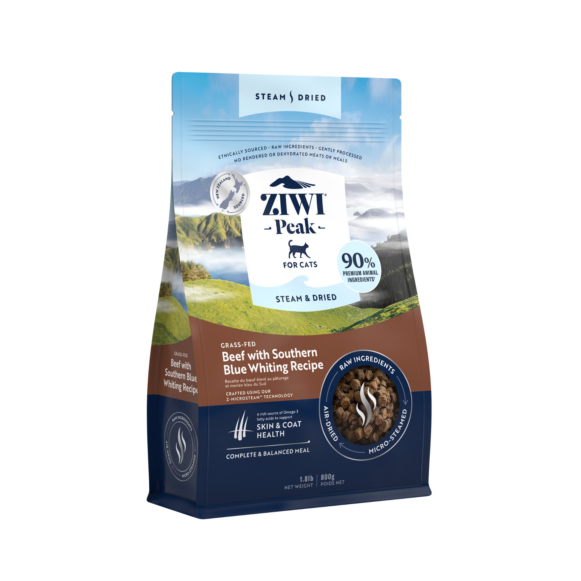 Ziwi Peak Steam & Dried Grass Fed Beef With Southern Blue Whiting Dry