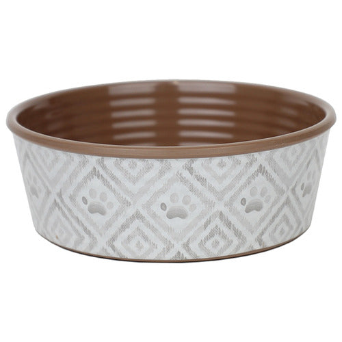 Barkley & Bella Melamine Dog Bowl Paw Ikat Natural Small