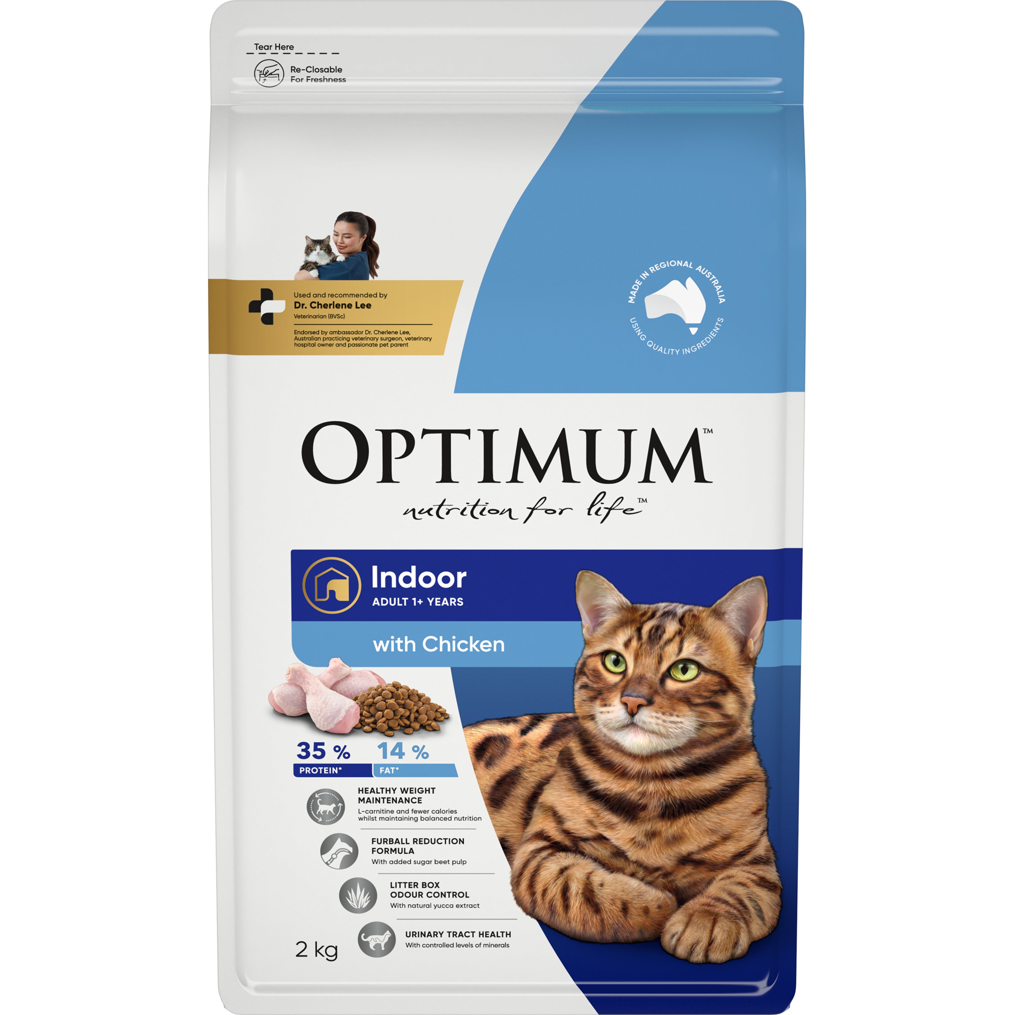 Optimum Cat Adult Dry Food Chicken Indoor 2kg