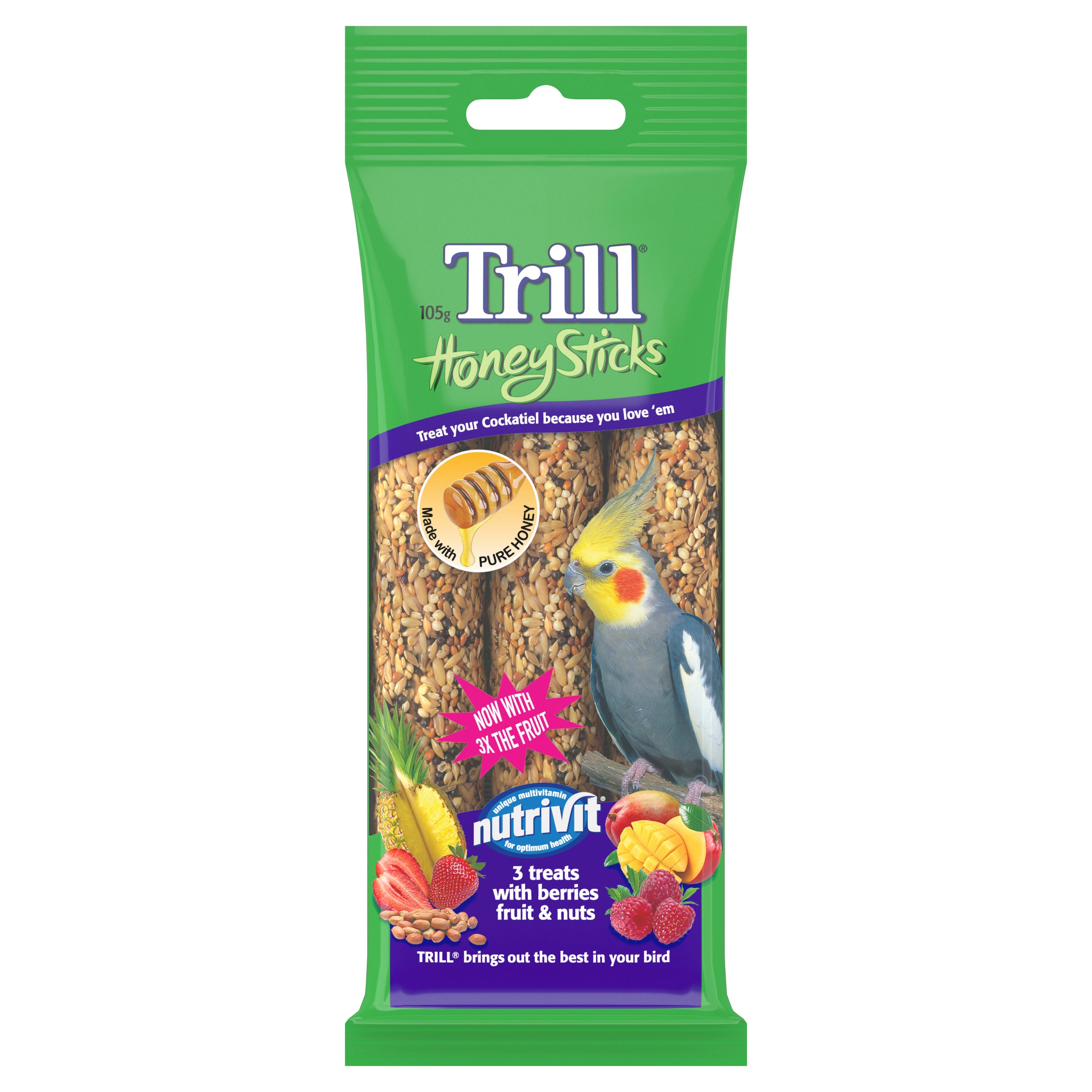 Trill Honey Sticks for Cockatiels 105g