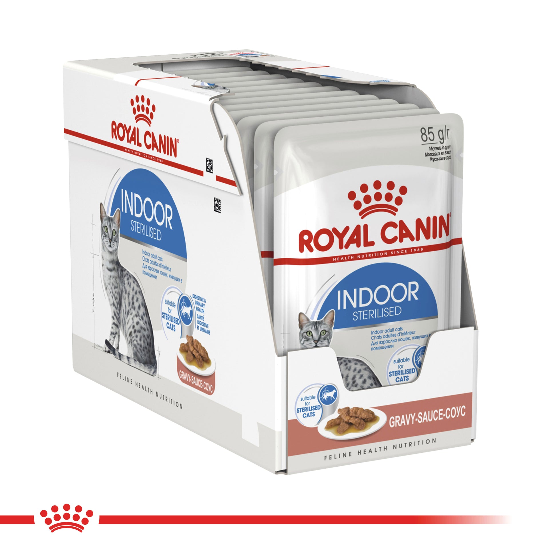 Royal Canin Indoor With Gravy Adult Wet Cat Food Pouches 85g x 12