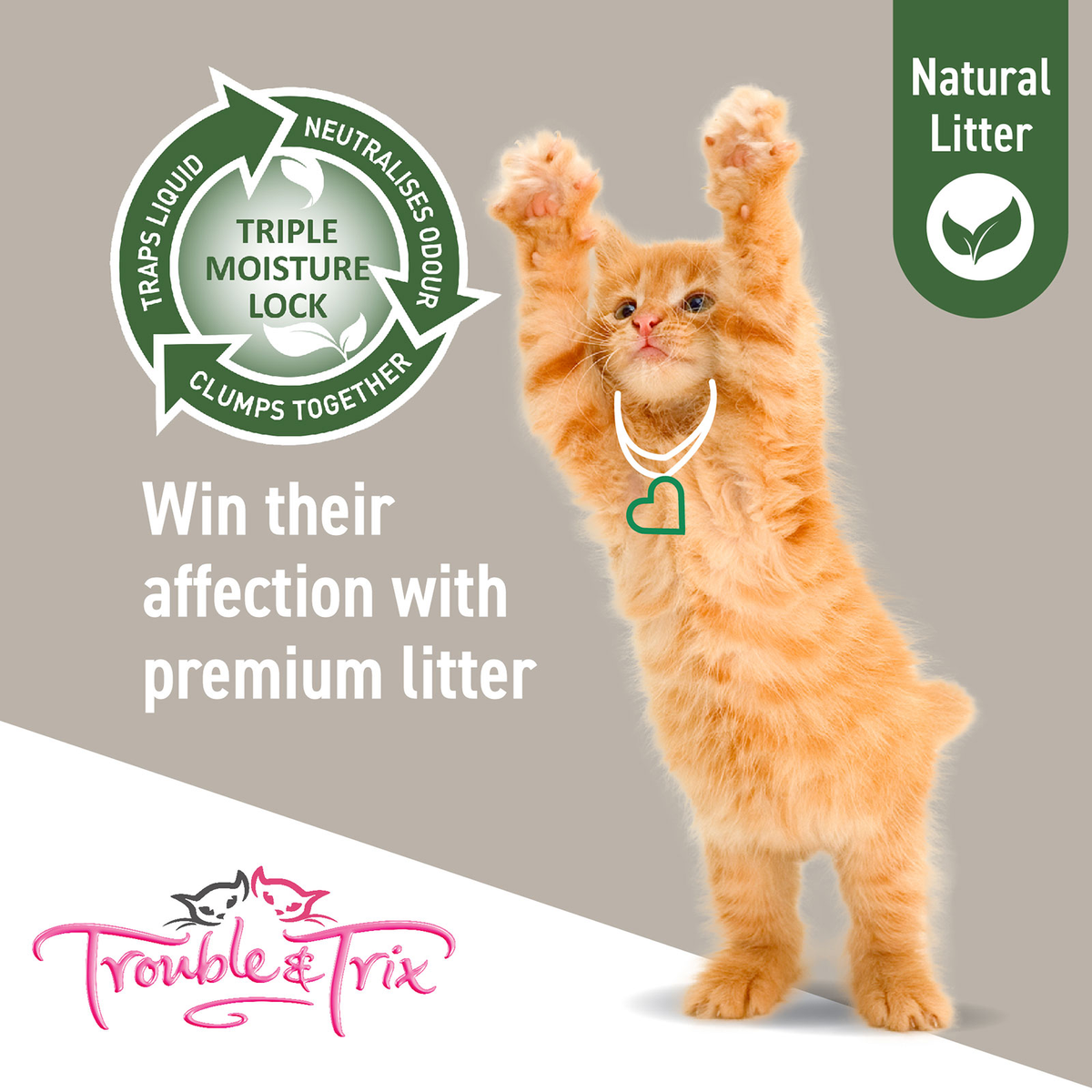Trouble and Trix Plant Natural Scent Extract Natural Pellet Cat Litter