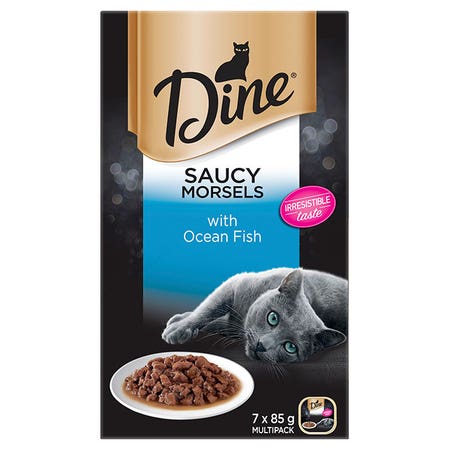 Dine Classic Saucy Morsels With Ocean Fish Multipack Wet Cat Food 85g